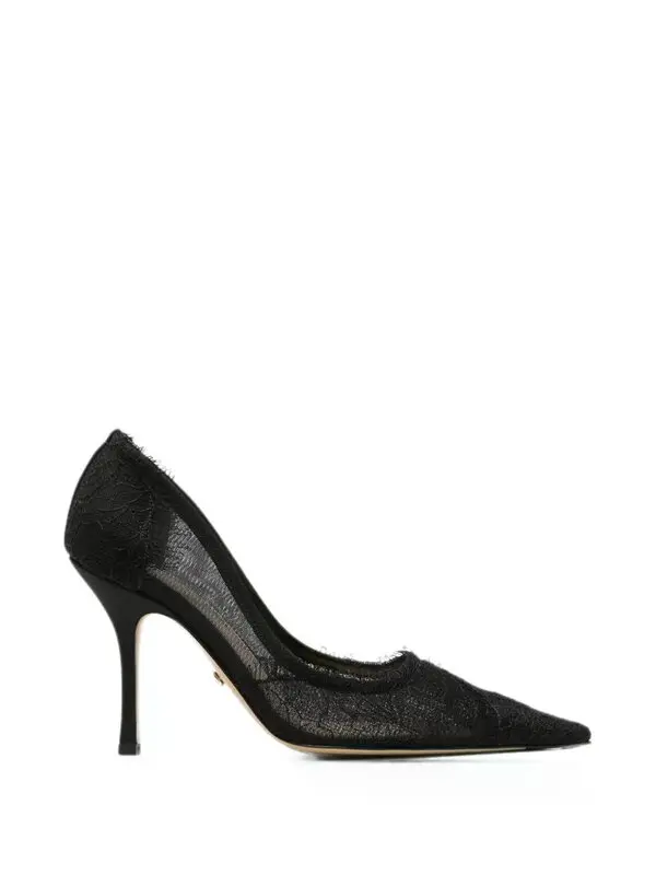 Mach & Mach Devon Lace Heeled Pumps - Black