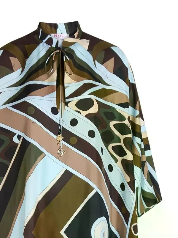 Emilio Pucci Geometric Print Tie-neck Dress