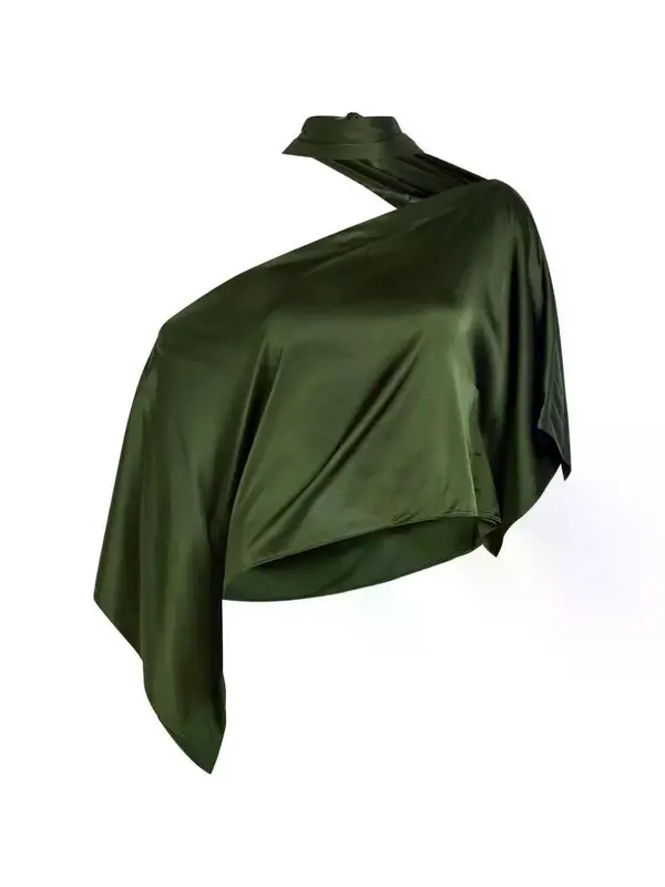 Alice + Olivia Rita One-shoulder Draped Top - Green