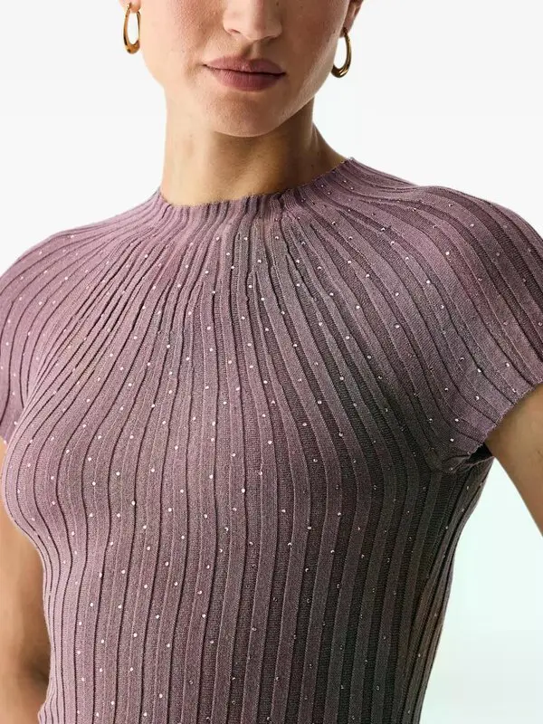 Guess Crystal-embellished Ribbed Top