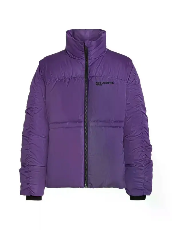 Karl Lagerfeld Ruched Detail Puffer Jacket - Purple