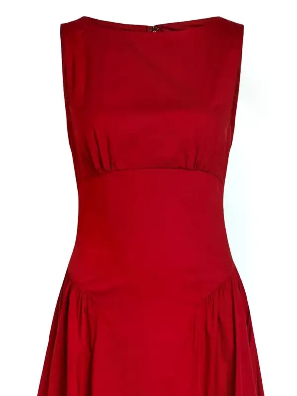 Staud Midi Flared Cotton Dress - Red
