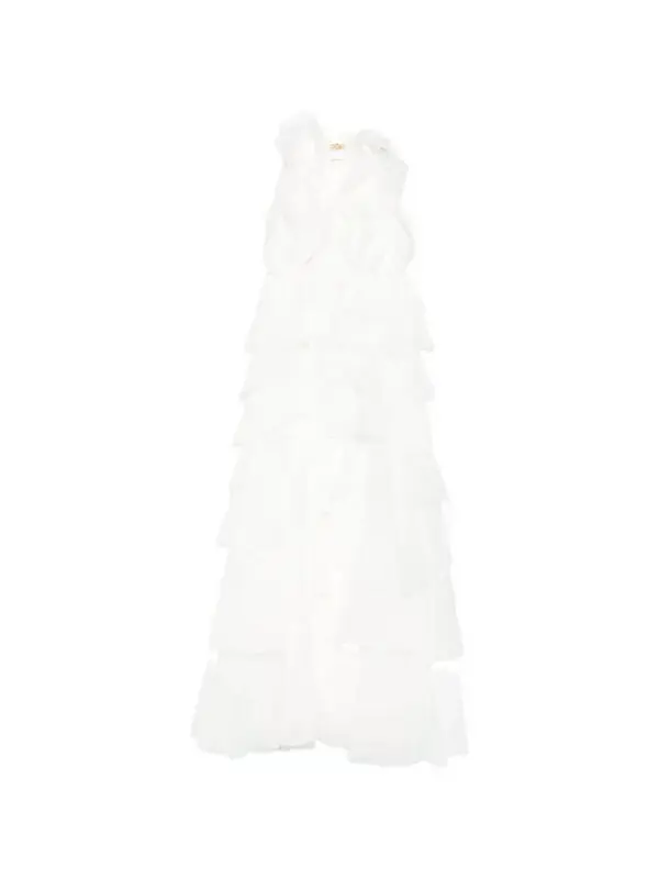 Aje Cleo Ruffled Gown Maxi Dress - White
