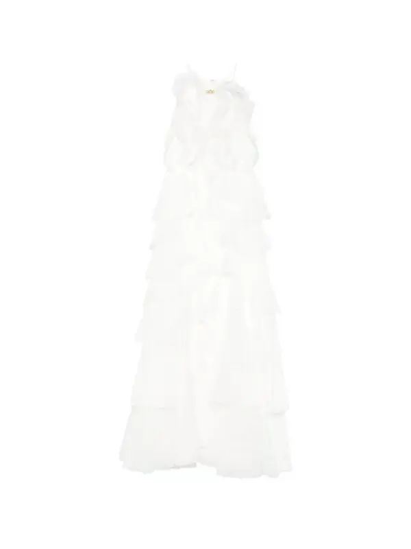 Aje Cleo Ruffled Gown Maxi Dress - White