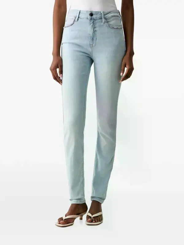 Guess Crystal-embellished Logo-patch Jeans