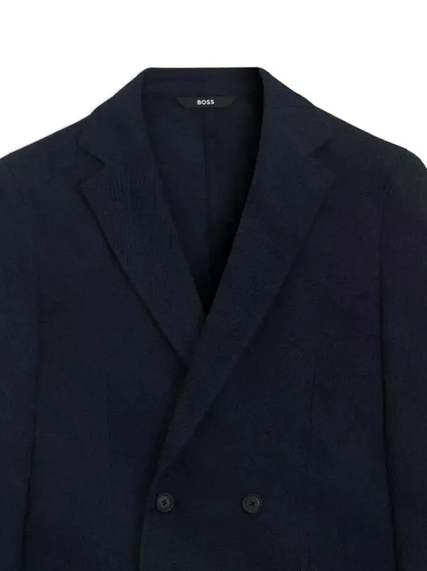 BOSS Hanry Double-breasted Slim-fit Blazer In Patterned Cotton