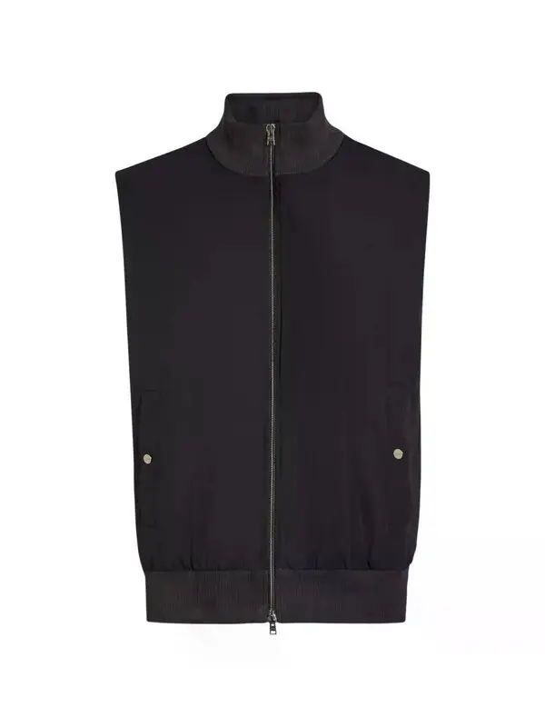 Herno Ribbed-trim Zip-up Gilet - Blue