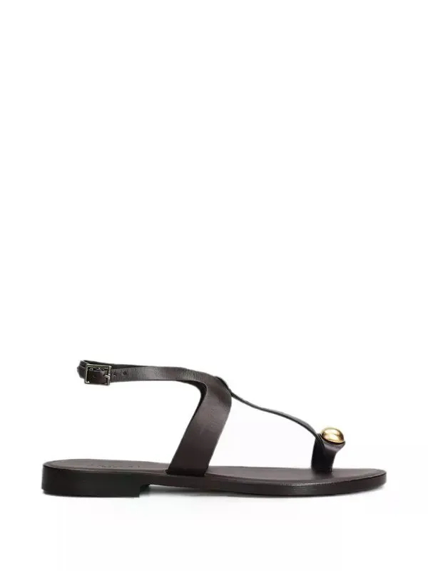 DONNARÌ Gold-tone Pebble Flat Sandals - Brown