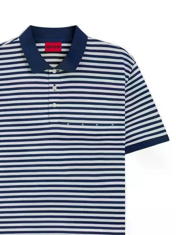 Hugo Demspolo Cotton-piqué Polo Shirt With Horizontal Stripe - Blue