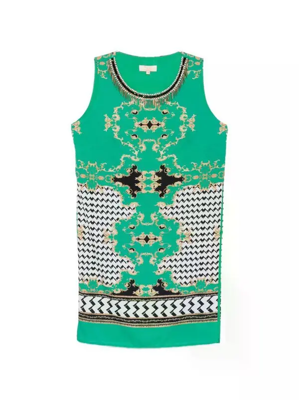 TWINSET Bead-embellished Baroque-print Top - Green