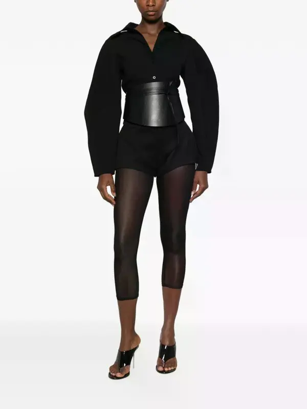 VESTIAIRE D'UN OISEAU LIBRE High-waisted Structured Shorts With Mesh Panels