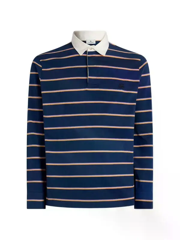 Etro Striped Long-sleeve Polo Shirt - Blue