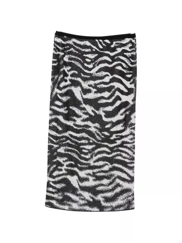 Attico Zebra-pattern Jacquard-knit Skirt - Black