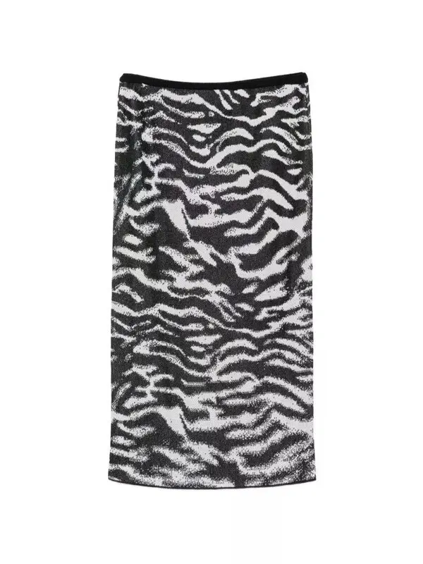 Attico Zebra-pattern Jacquard-knit Skirt - Black