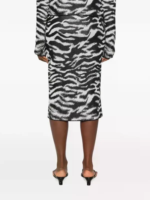 Attico Zebra-pattern Jacquard-knit Skirt