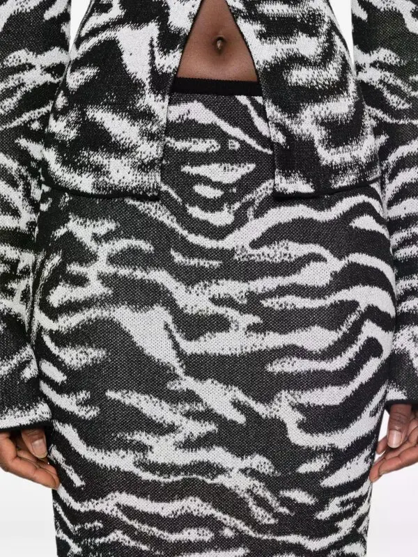 Attico Zebra-pattern Jacquard-knit Skirt