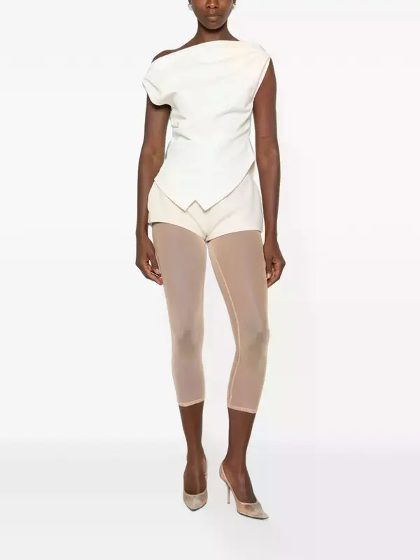 VESTIAIRE D'UN OISEAU LIBRE High-rise Structured Shorts With Mesh Panels - White