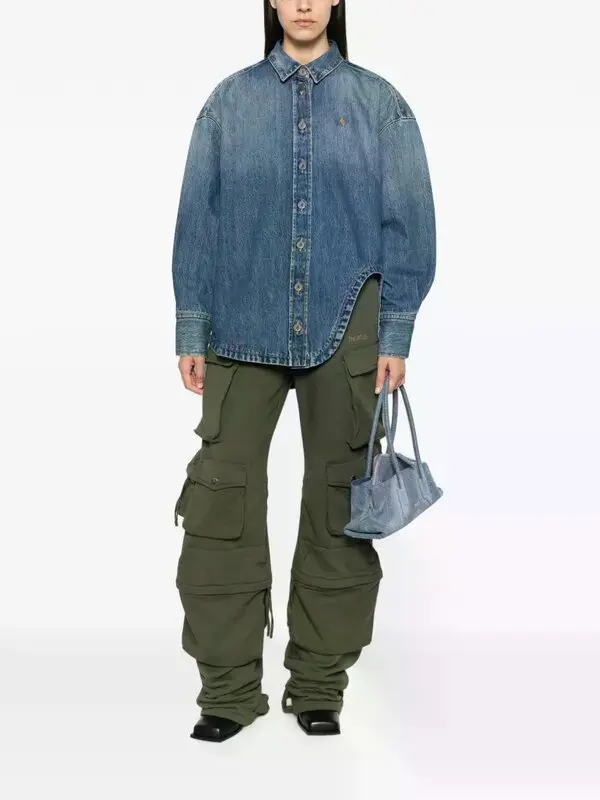 Attico Denim Shirt With Asymmetric Hem - Blue