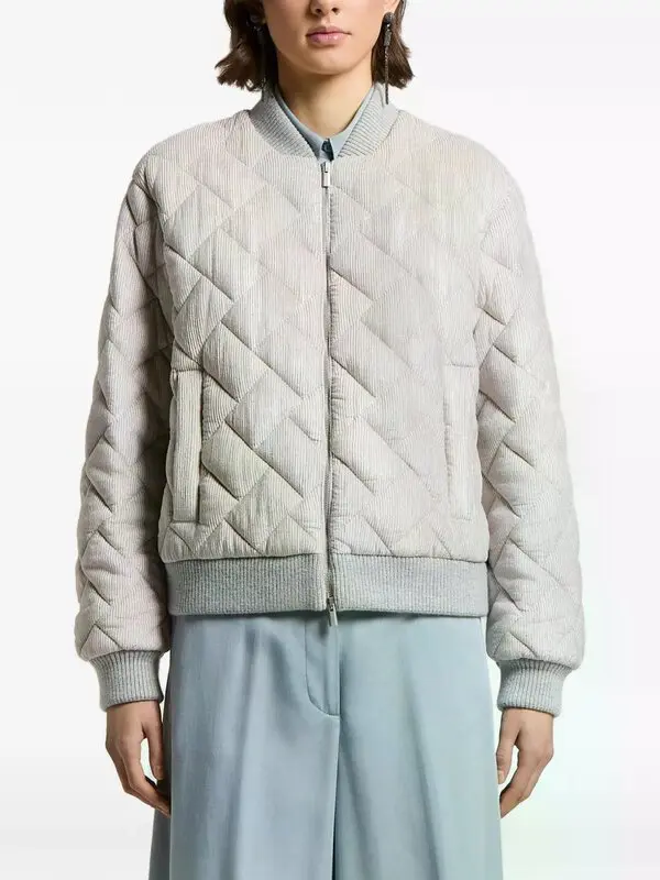 Peserico Quilted Corduroy Bomber Jacket - Neutrals