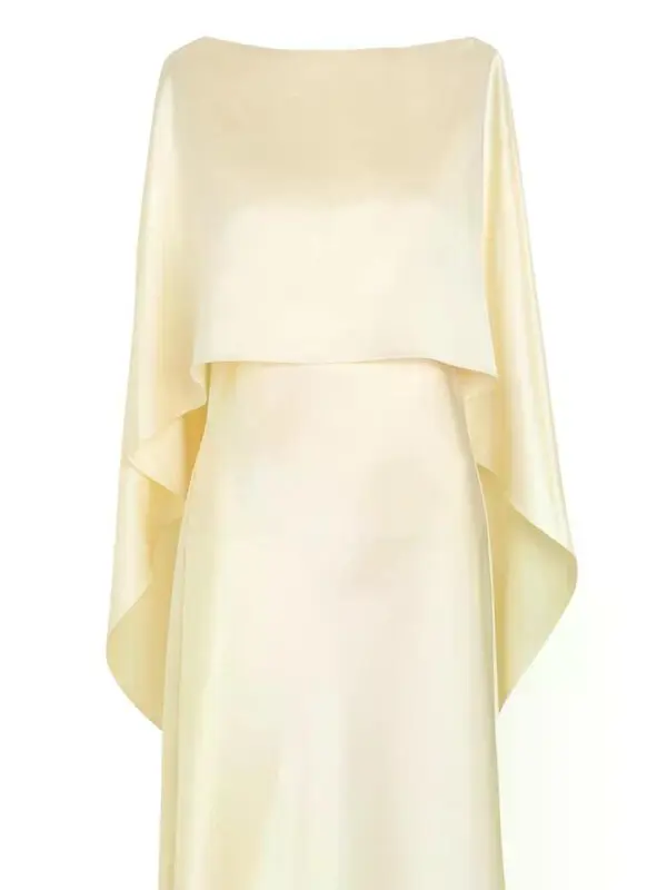 HEIRLOME Cape Effect Satin Maxi Gown - White