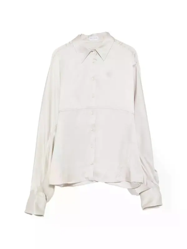 Brunello Cucinelli Batwing-sleeve Silk Shirt - Grey