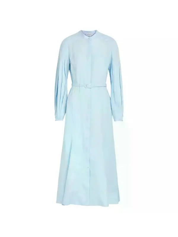 Gabriela Hearst Midi Belted Pleated-sleeve Dress - Blue