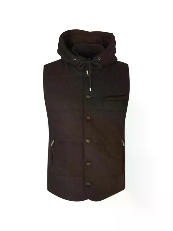 GRAN SASSO Hooded Quilted Gilet - Brown
