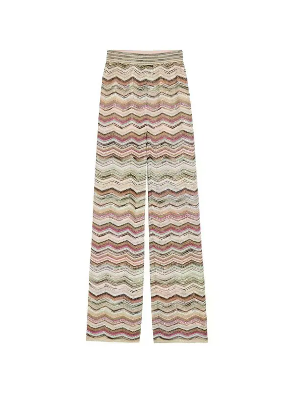 Missoni Zigzag-knit Wide-leg Trousers - Neutrals