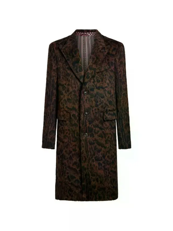 Etro Jacquard Coat With Animal Motif - Brown
