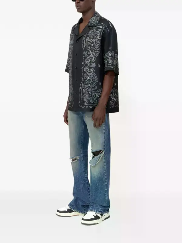 Amiri Bandana Paint Oversized Bowling Shirt