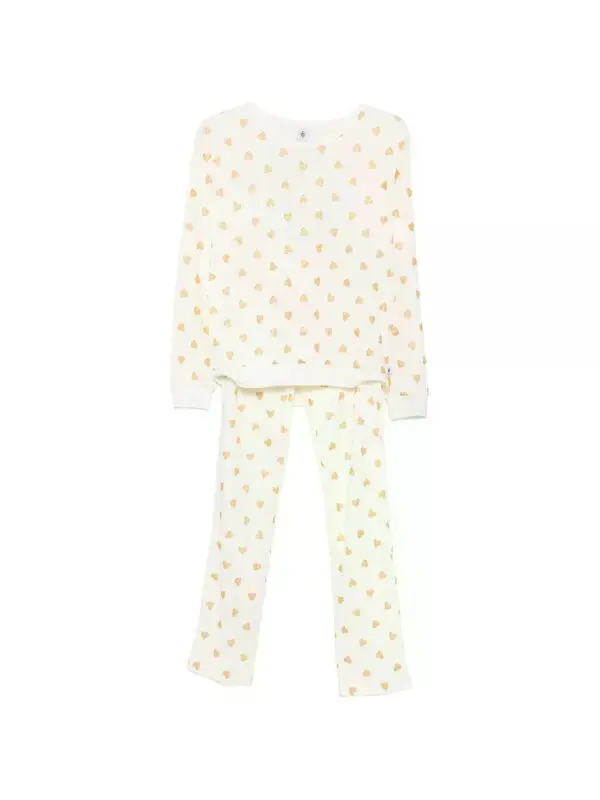 Petit Bateau Heart-print Pajamas - Neutrals