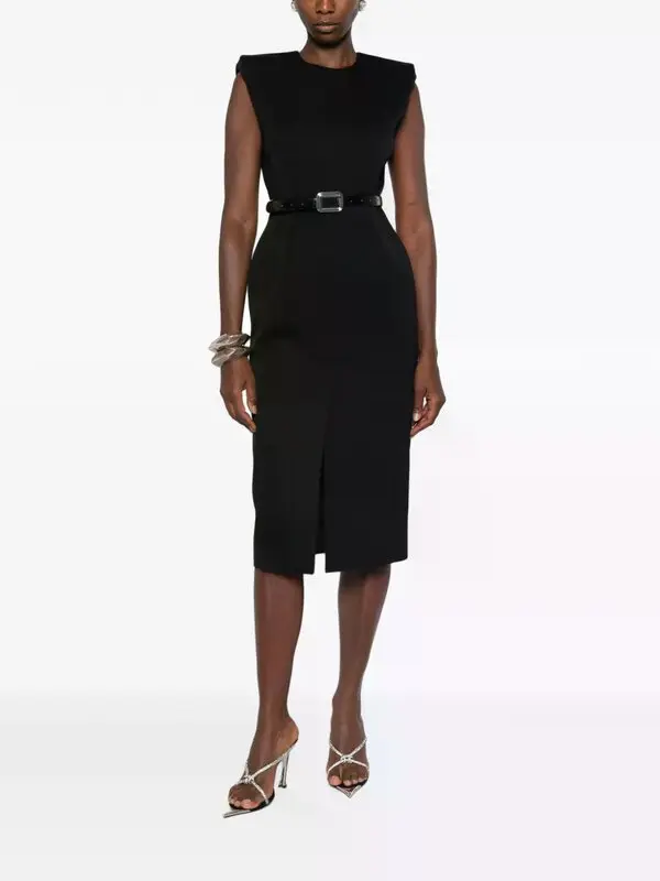 MUGLER Padded-shoulder Midi Dress