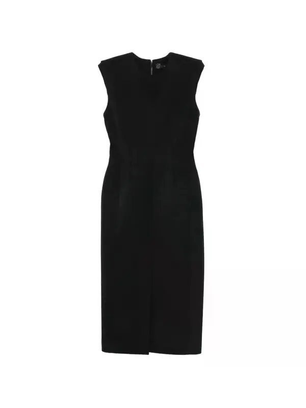 MUGLER Padded-shoulder Midi Dress - Black