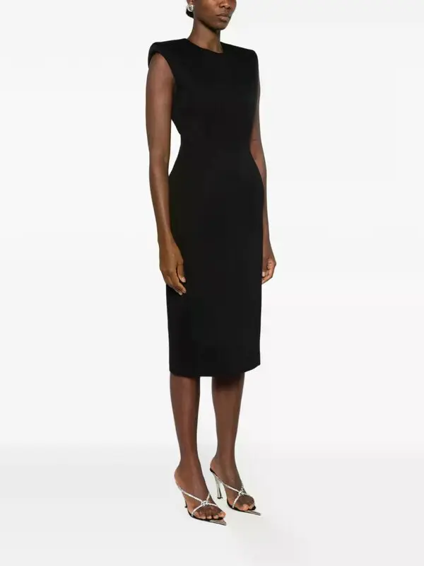 MUGLER Padded Shoulder Midi Dress