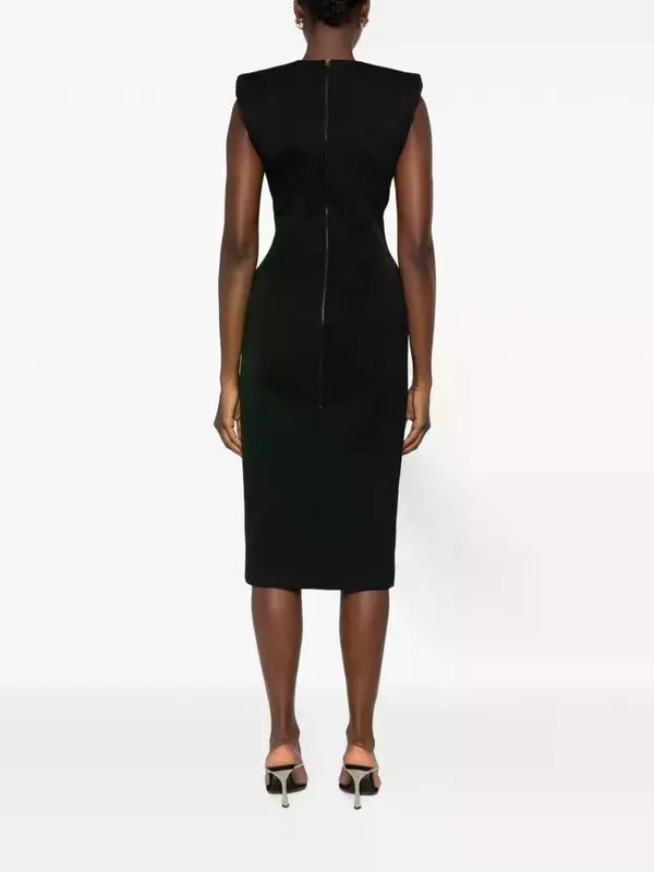 MUGLER Padded Shoulder Midi Dress