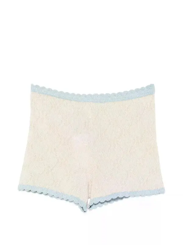ASTA RESORT Millie Scalloped-trim Shorts - Neutrals