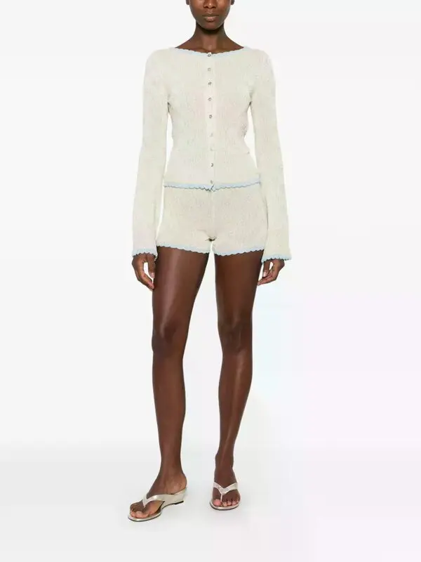 ASTA RESORT Millie Scalloped-trim Shorts - Neutrals