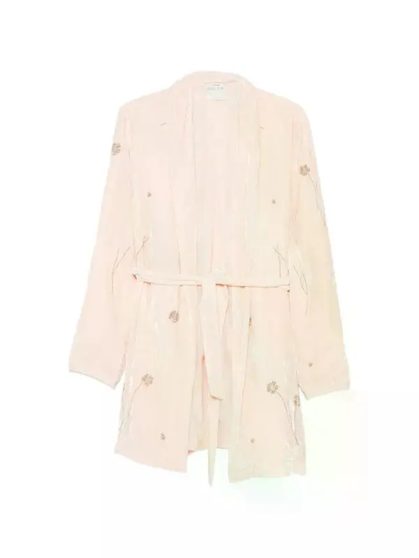 FORTE_FORTE Embroidered Crushed-velvet Coat - Pink