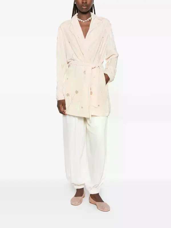 FORTE_FORTE Embroidered Crushed-velvet Coat