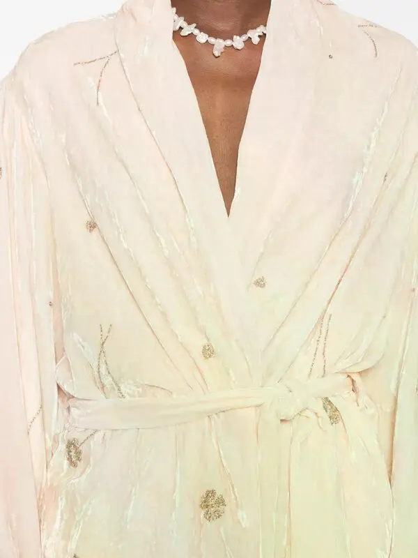 FORTE_FORTE Embroidered Crushed-velvet Coat