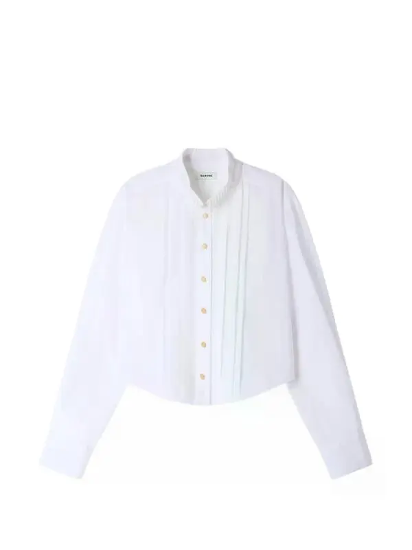 Sandro Ruffled-collar Pintuck-detail Shirt
