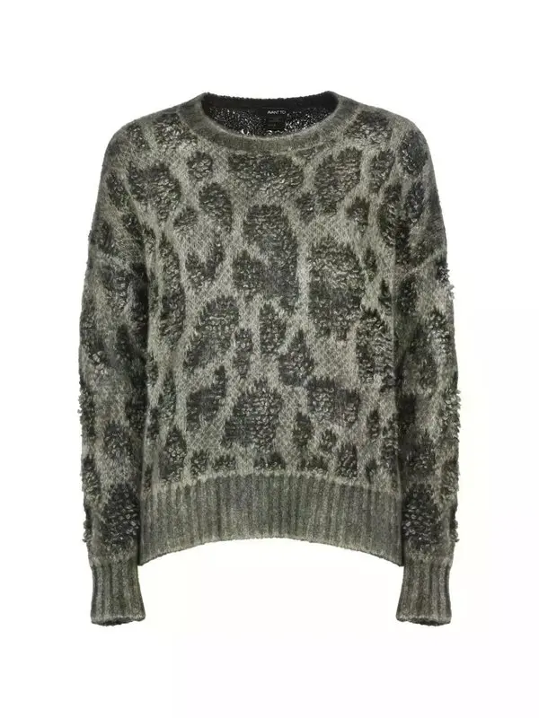 Avant Toi Leopard-print Knit Sweater - Green