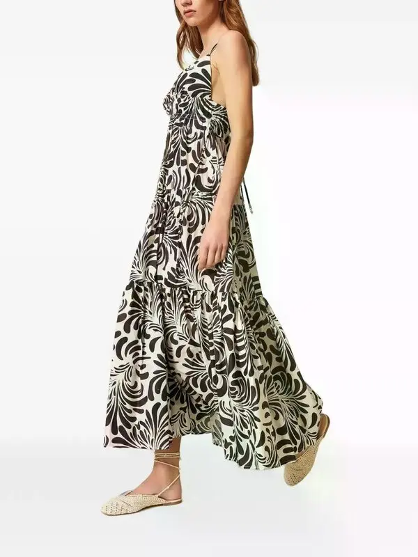 TWINSET Abstract-print Tiered Maxi Dress - White