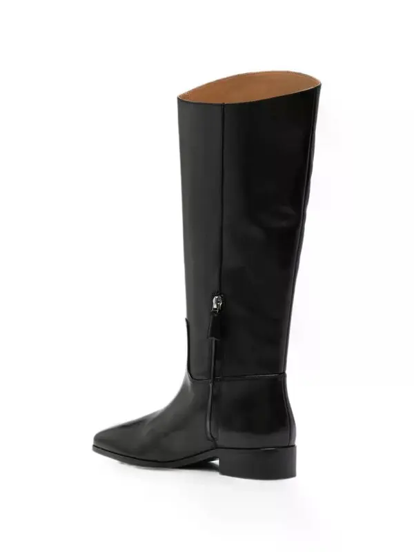 Patrizia Pepe Logo-plaque Square-toe Boots - Black