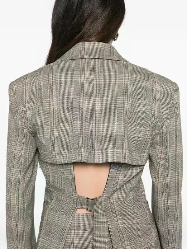 Patrizia Pepe Cut-out Plaid Blazer