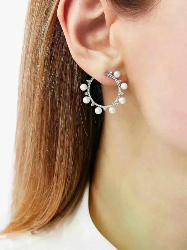 Yoko London Pearl And Diamond Hoop Earrings