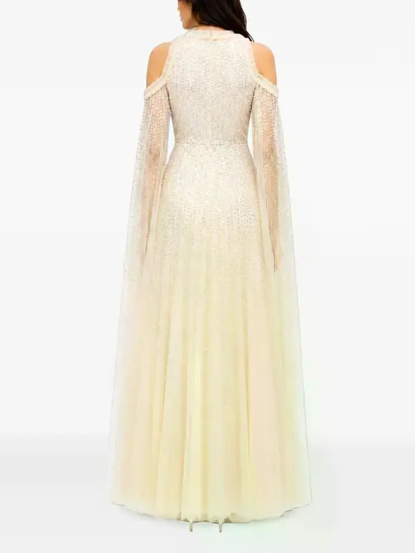 NEEDLE & THREAD Moonlight Sequin-embellished Cape-sleeve Maxi Dress