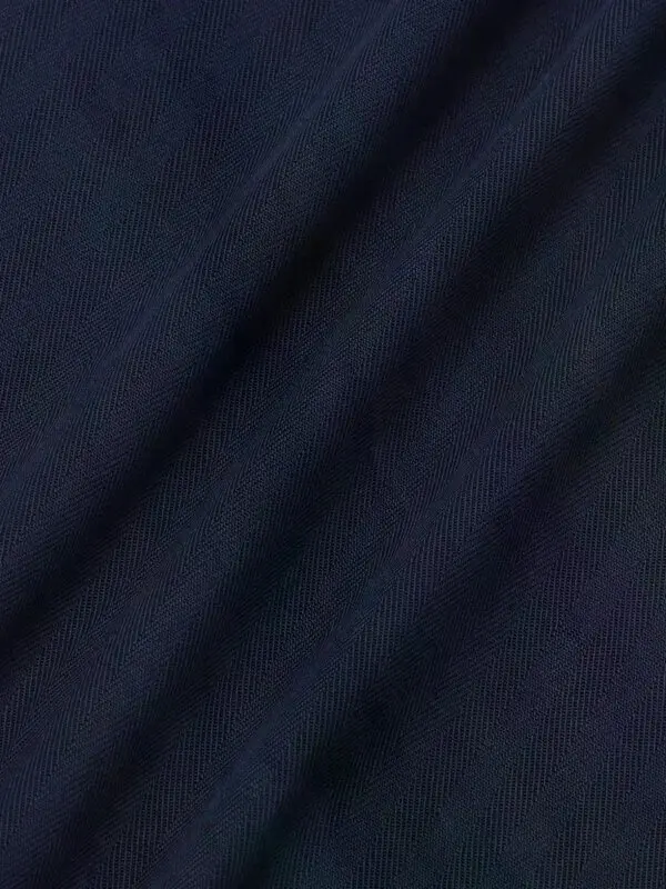 Drole De Monsieur Navy Cotton Twill Pleated Straight-leg Trousers