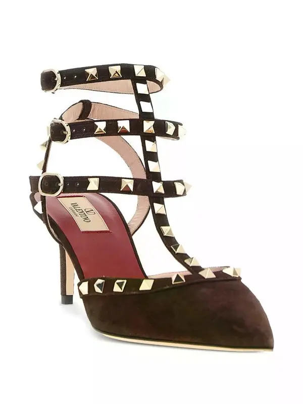 Valentino Garavani Rockstud Embellished Suede Pumps - Brown