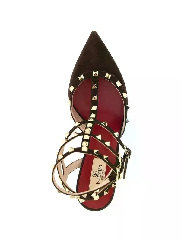 Valentino Garavani Rockstud Embellished Suede Pumps - Brown